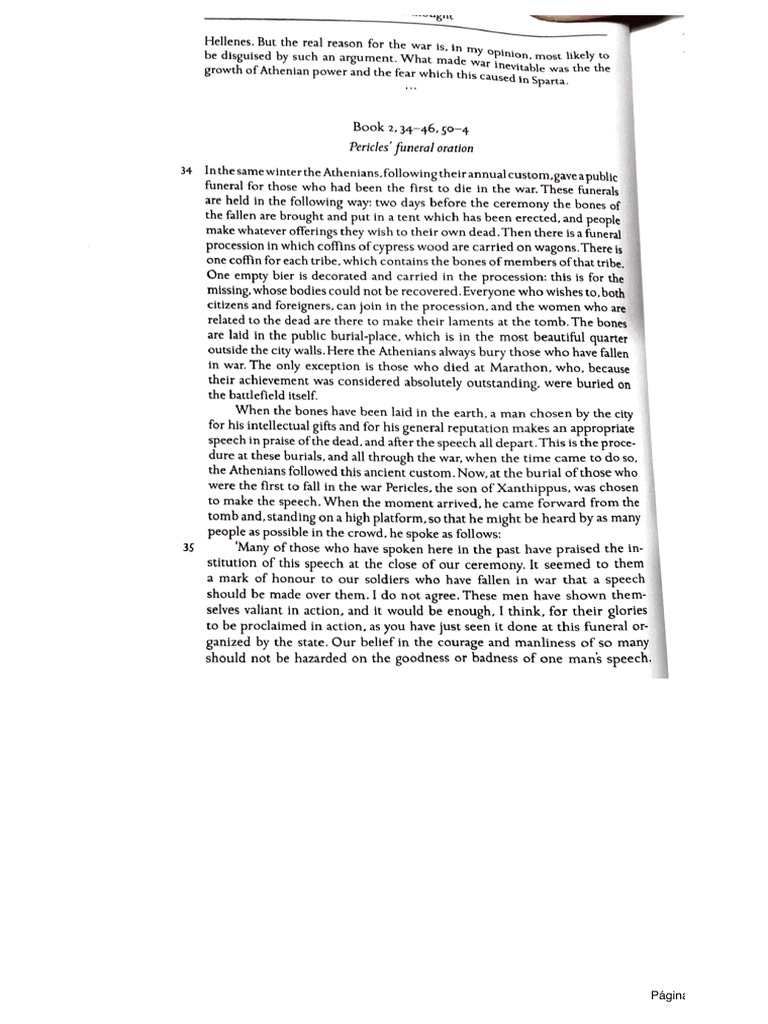 Thucydides Pericles Funeral Oration | PDF