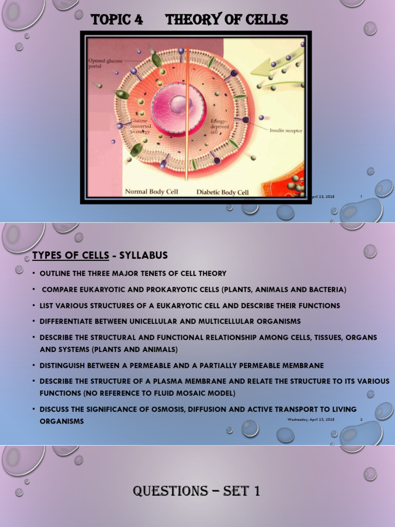 GR 9 - Topic 4 - Cell Theory - 2025 | PDF | Cell (Biology) | Cytoplasm