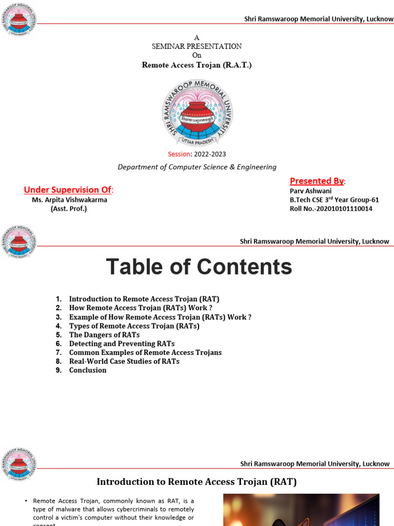 Parv - SEMINAR PPT - RAT | PDF | Malware | Computer Security