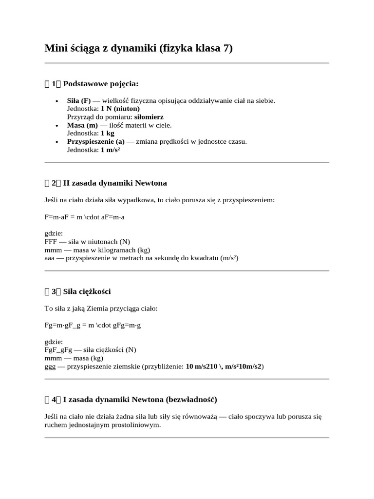 Fizyka Dynamika | PDF