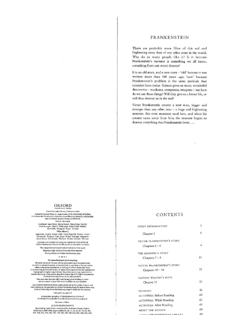 Frankenstein Ingles 3° Medio | PDF
