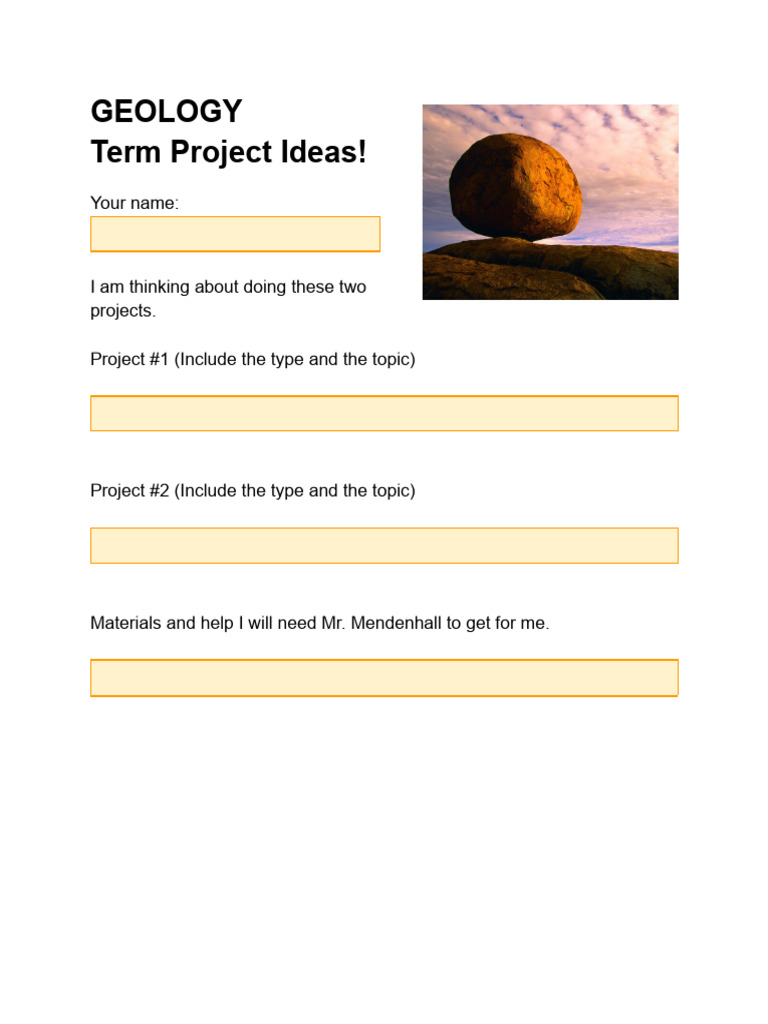 GEOLOGY Term Project Ideas | PDF