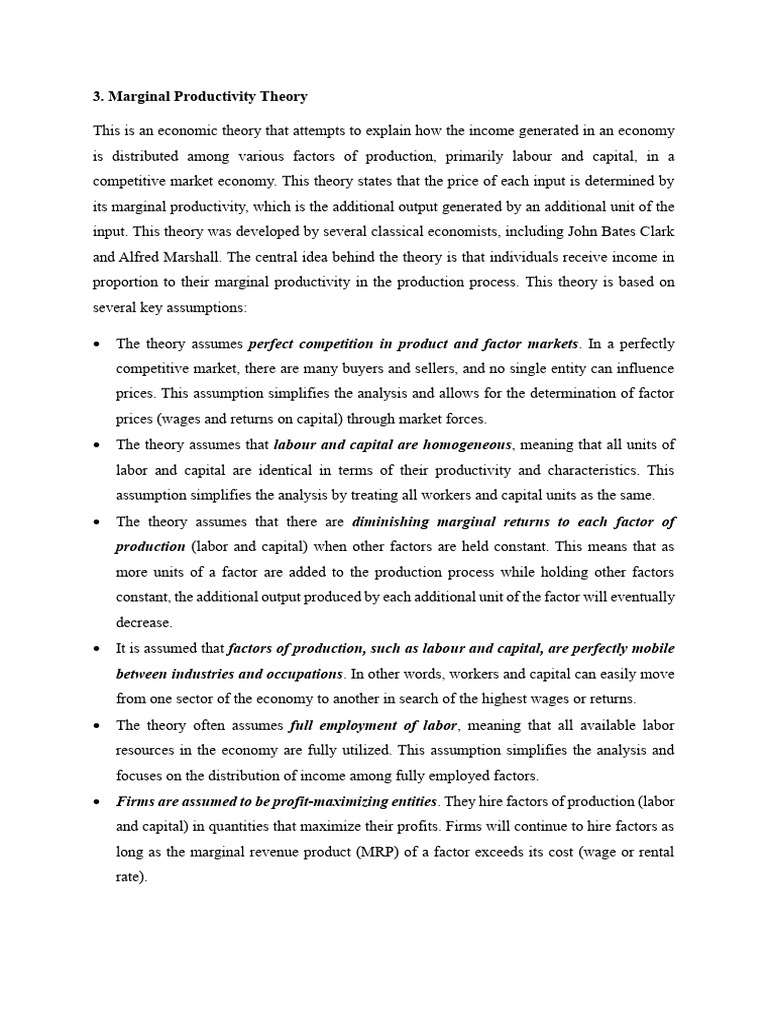 Marginal Productivity Theory | PDF | Labour Economics | Economics