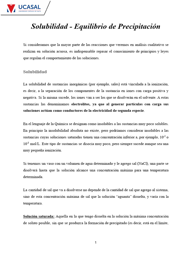 3 - Solubilidad - Equilibrio de Precipitación | PDF | Solubilidad ...