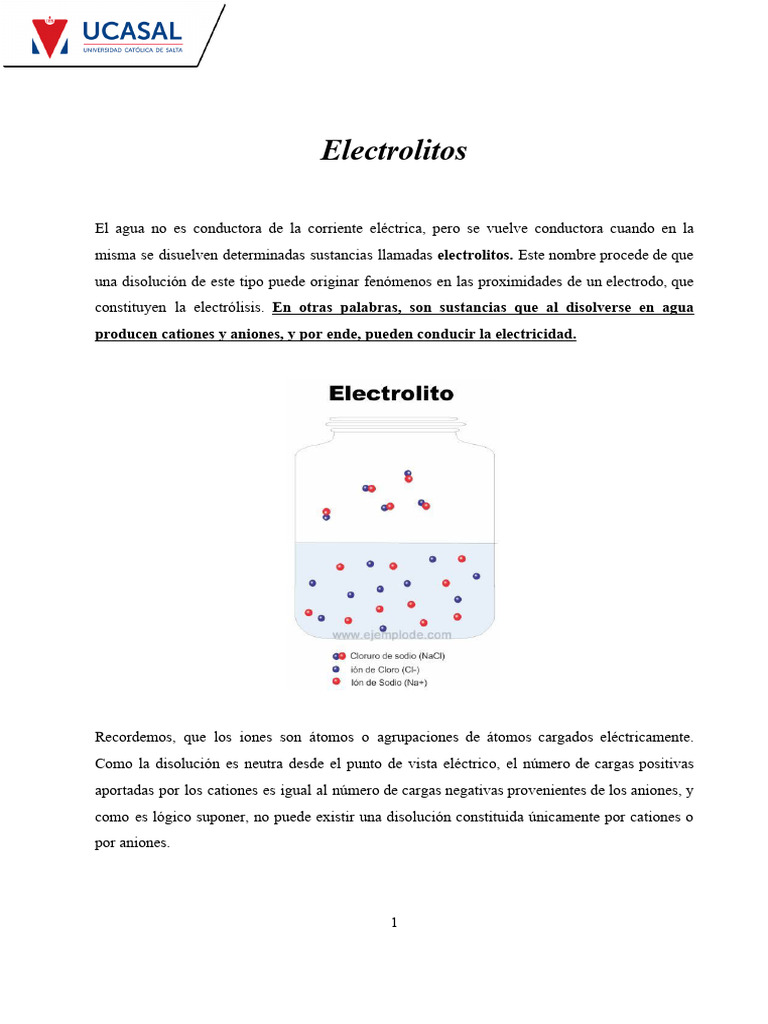 4 - Electrolitos | PDF | Ácido | Electrólito