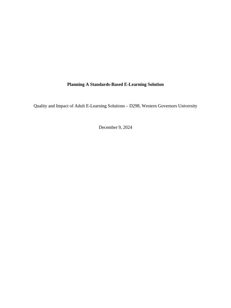 Task 2 D298 Planning A Standards-Based E-Learning Solution Download ...