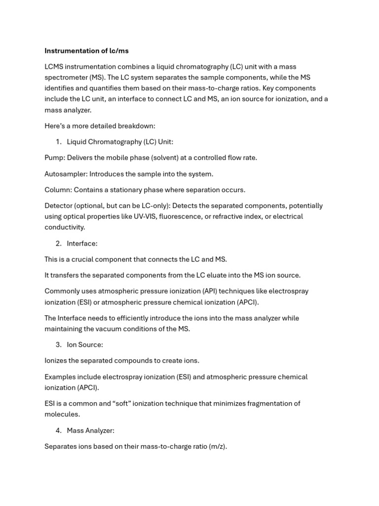 LC-MS and GC-MS Instrumentation Overview | PDF | Mass Spectrometry ...
