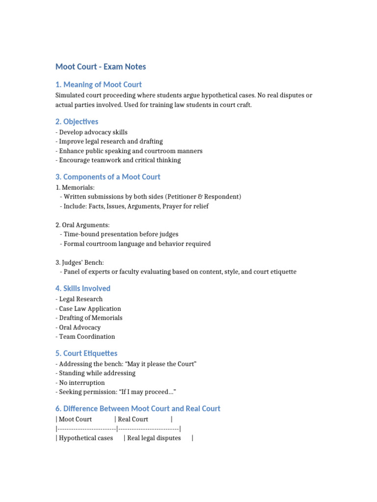 Moot Court Notes | PDF