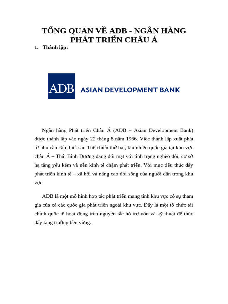 TỔNG QUAN VỀ ADB | PDF