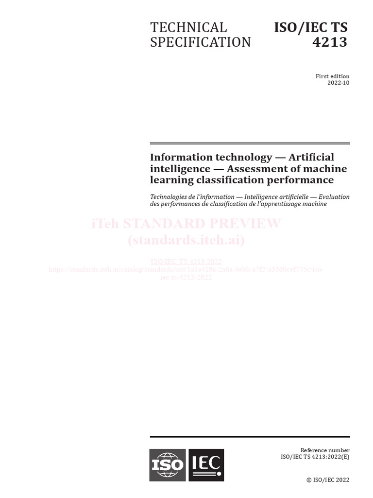 Iso Iec TS 4213 2022 | PDF | Cross Validation (Statistics) | Machine Learning