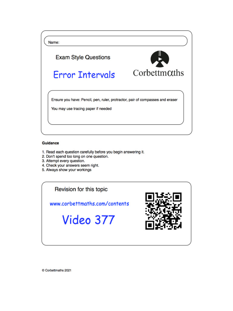 Error Interval Answers | PDF