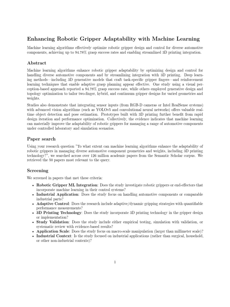 Elicit - Enhancing Robotic Gripper Adaptability With Machin - Report | PDF | Machine Learning ...