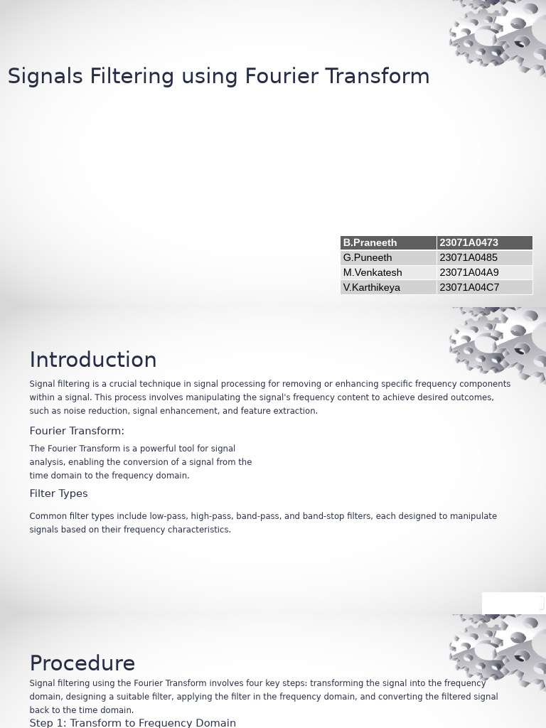 Signal Filtering Using Fourier Transform | PDF | Filter (Signal Processing) | Low Pass Filter