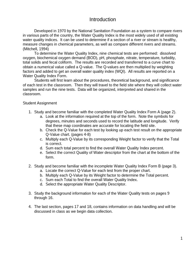 Water Quality Index Booklet 21-22 | PDF | Water | Nitrate