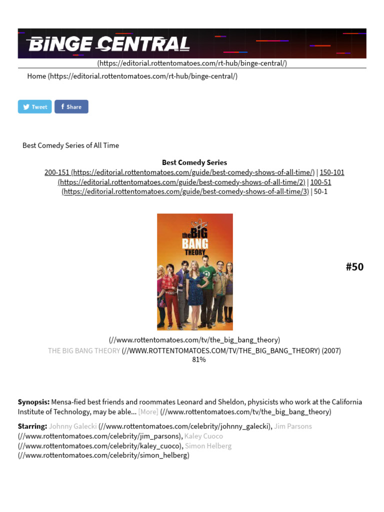 The 200 Best Comedy Series of All Time - Rotten Tomatoes | PDF