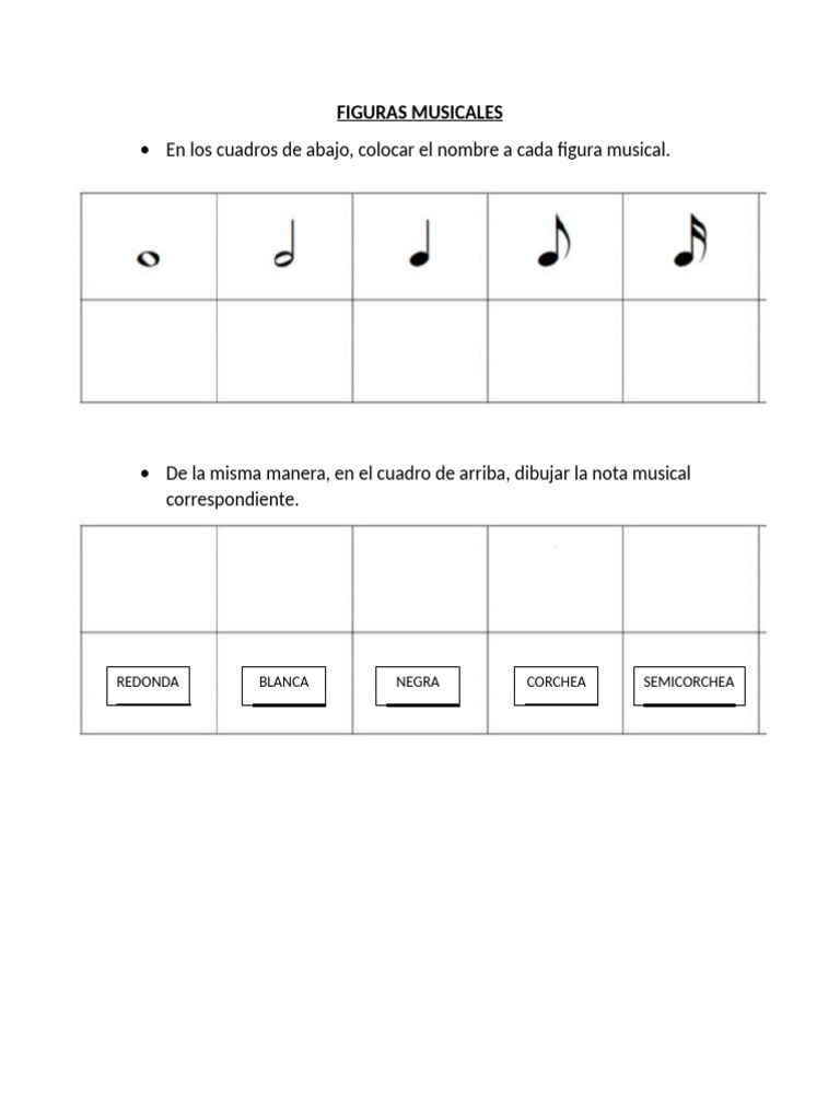 Figuras Musicales para Identificar y Dibujar | PDF