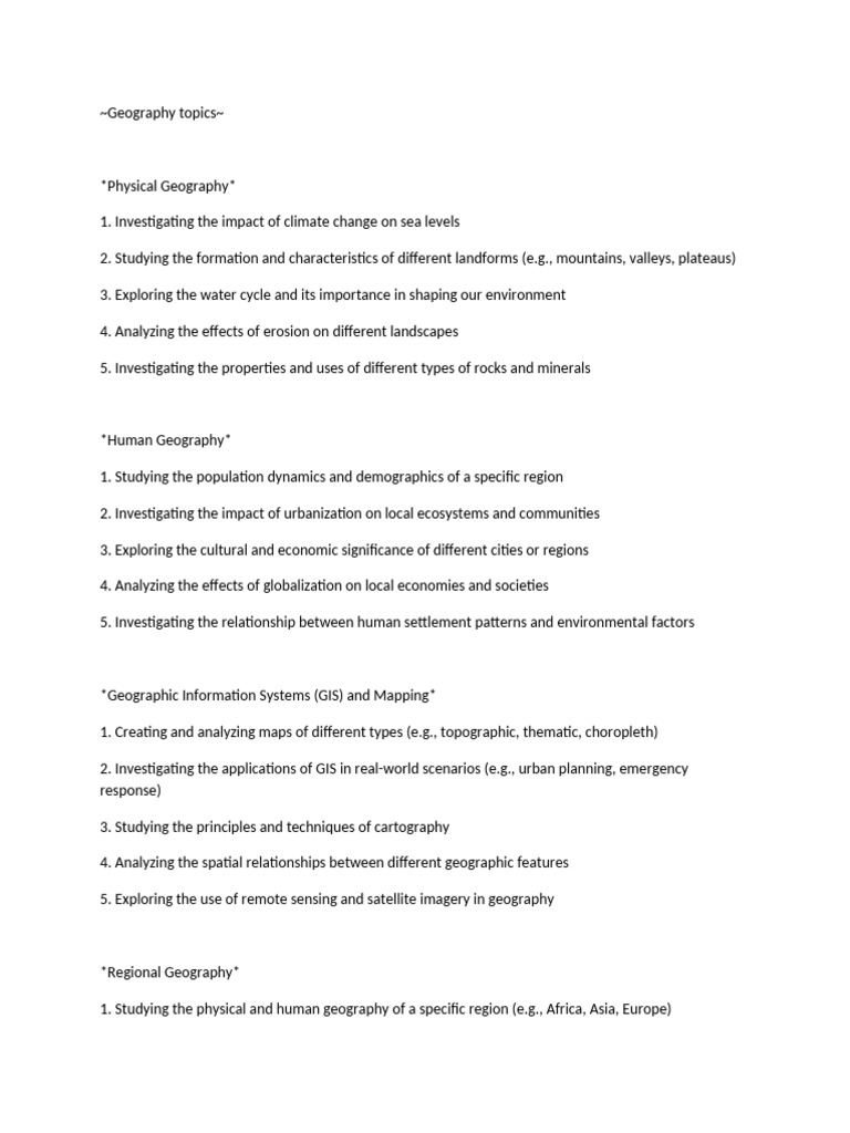 Key Topics in Geography | PDF