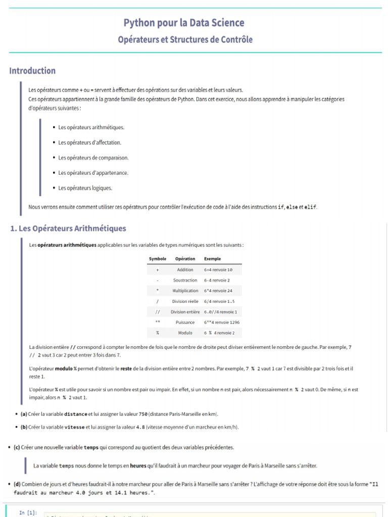 02 - Opérateurs Et Structures de Contrôle | PDF