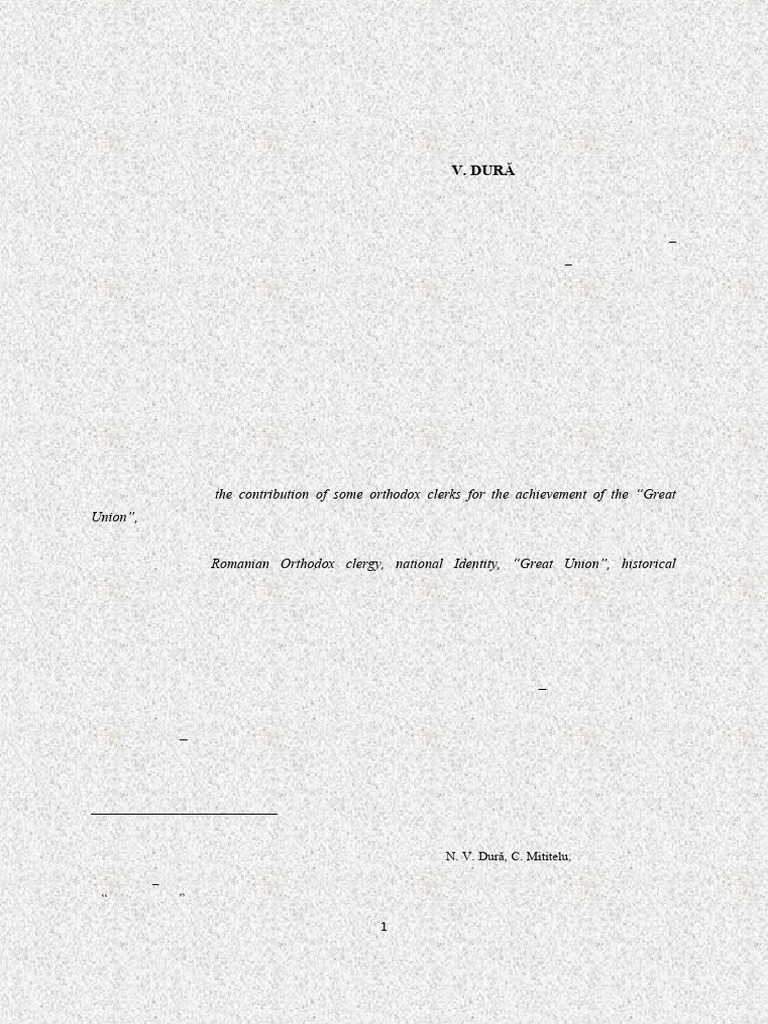 Clerics of The Romanian Orthodox Church, Parents of The Great Union ...