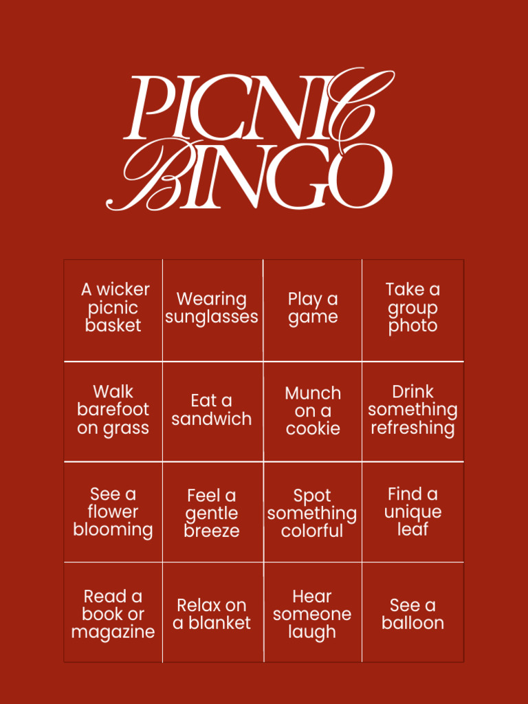 Picnic Bingo Card | PDF