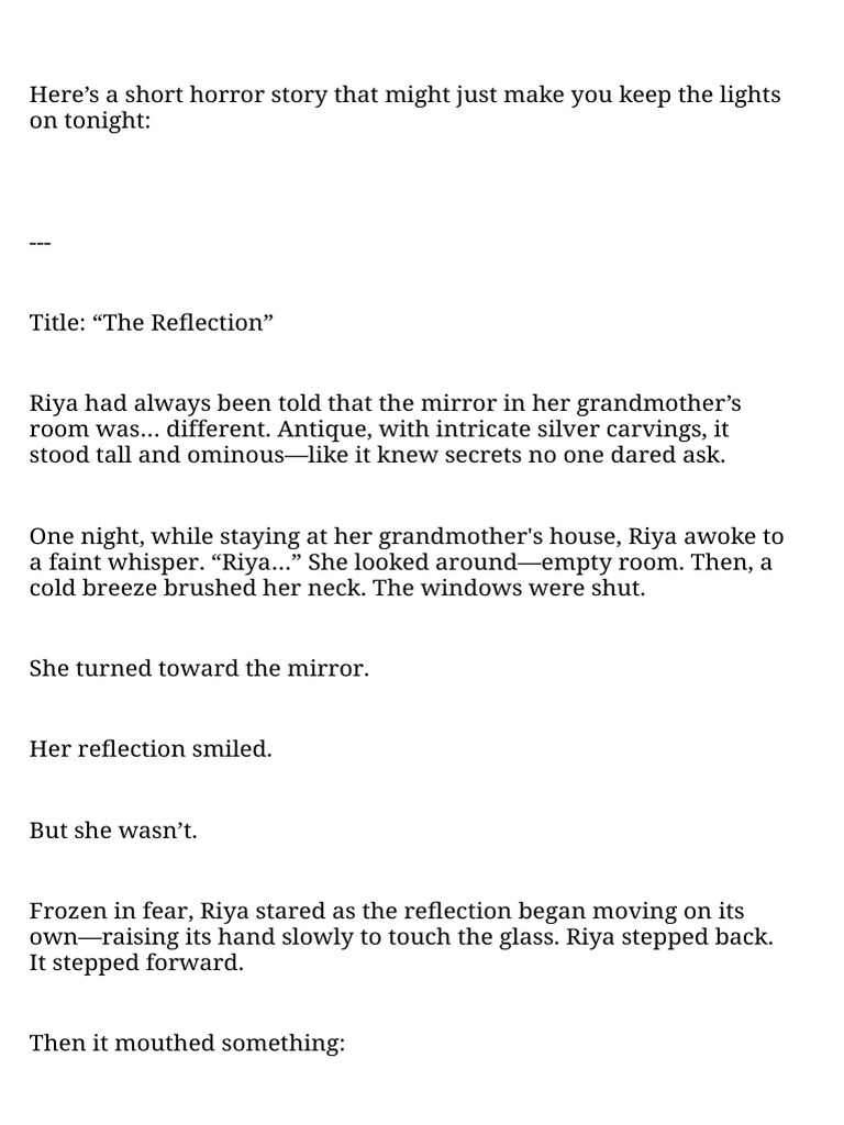 The Reflection..... Horror | PDF