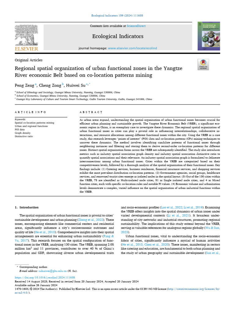 Regional Spatial Organization of Urban Functional Zones in The Yangtze ...