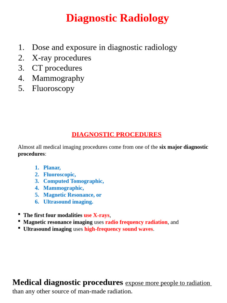 Unit 5 - Diagnostic Radiology | PDF | Medical Imaging | X Ray
