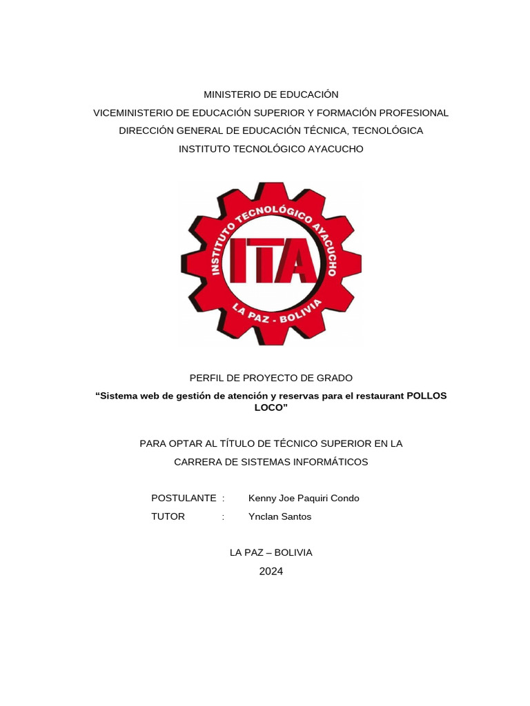 PERFIL DE PROYECTOGRADO | PDF | Scrum (desarrollo de software) | Ingeniería Informática