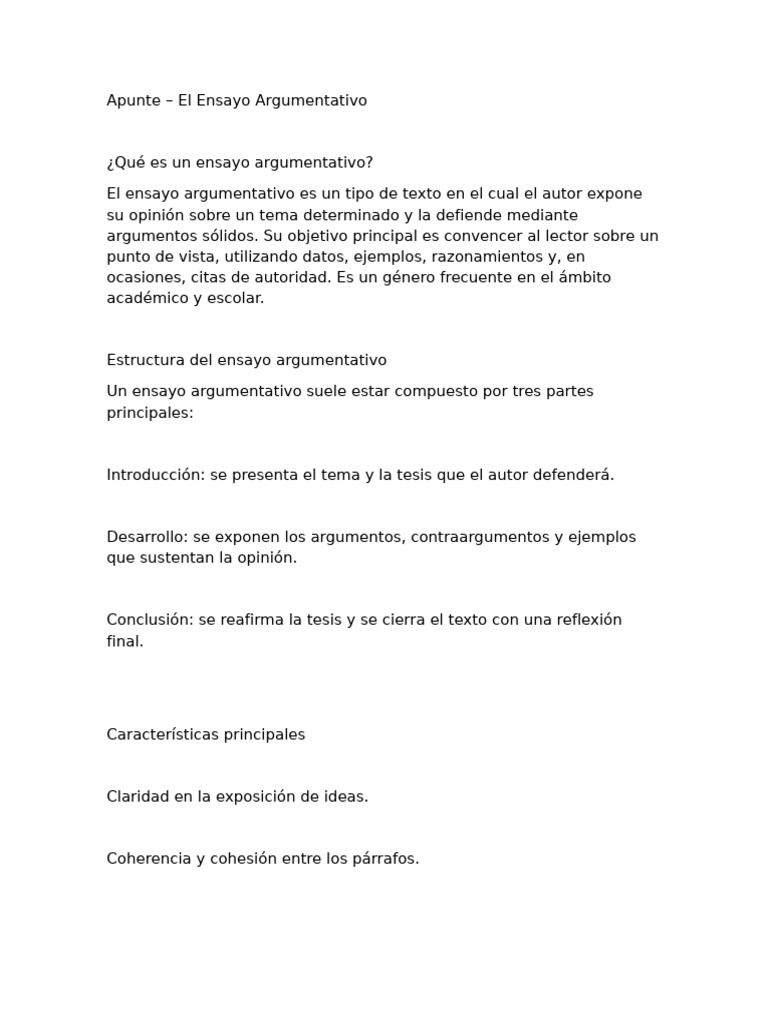 Apunte - El Ensayo Argumentativo | PDF