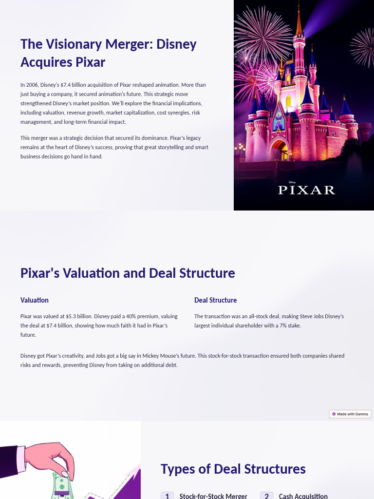 The Visionary Merger Disney Acquires Pixar | PDF | Mergers And ...