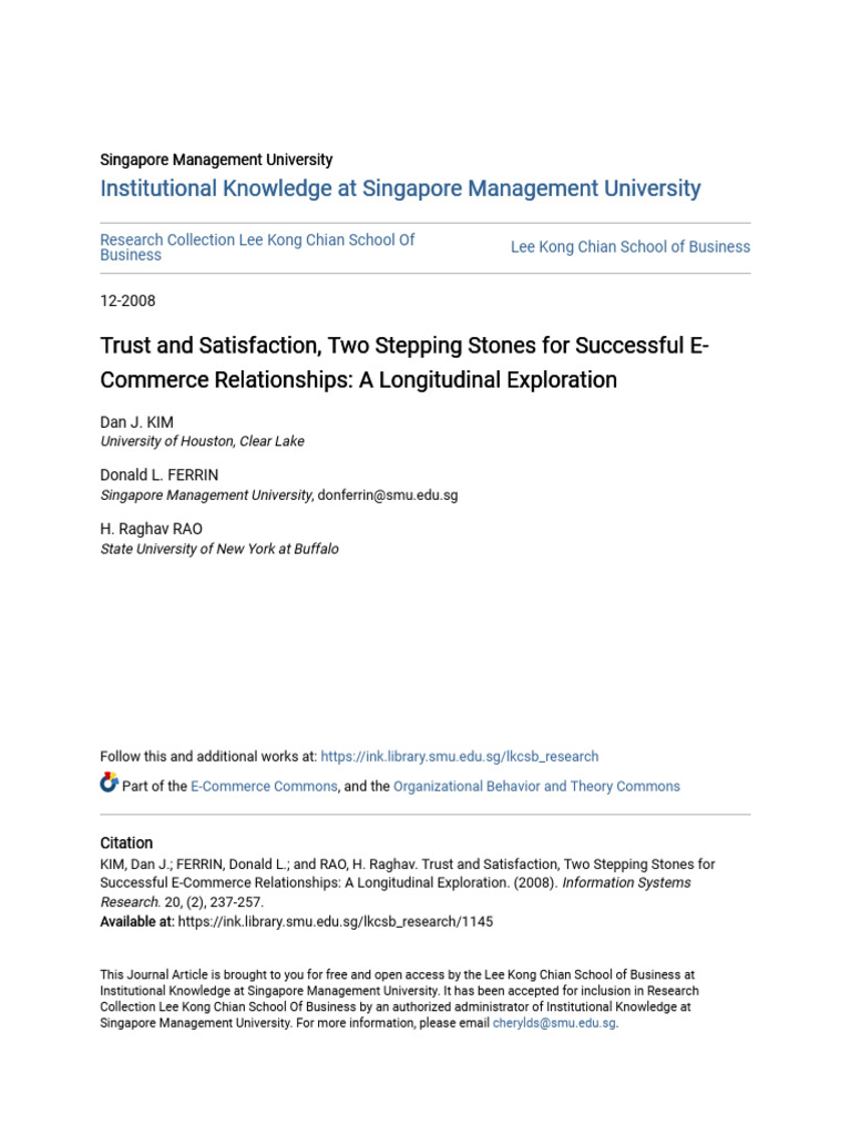 Trust and Satisfaction Two Stepping Stones For Successful E-Comm | PDF ...