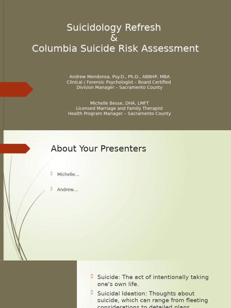 Columbia Risk Assessment Training (SCOE-FQHC Nov 2024) | PDF | Suicide ...
