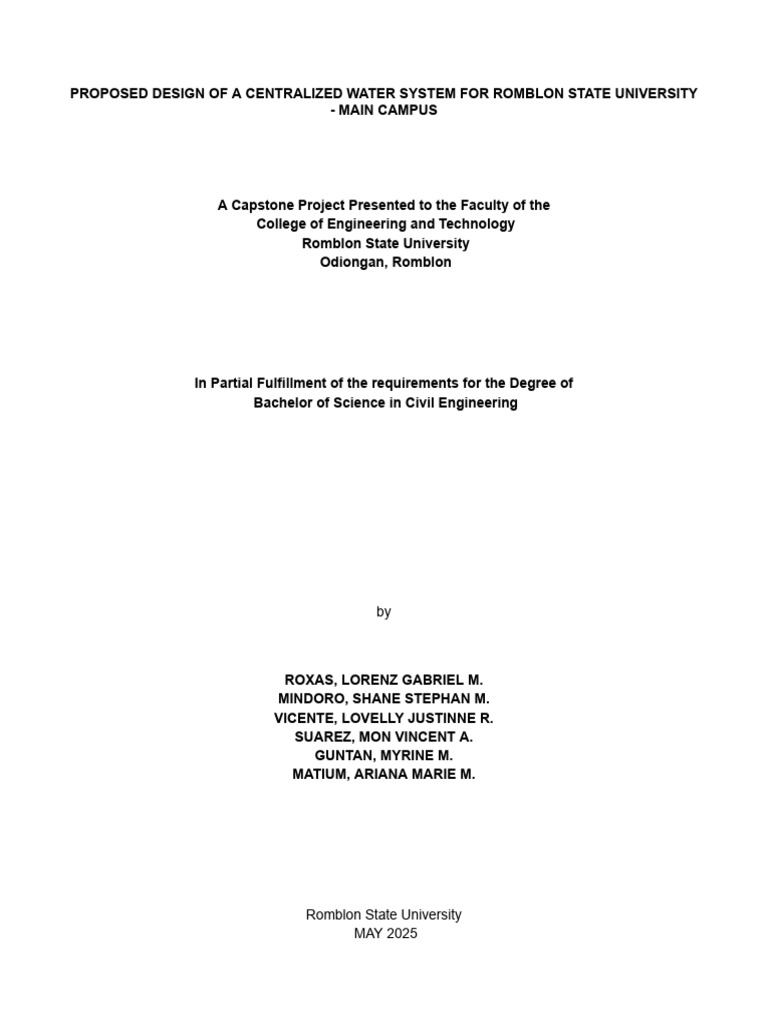 Centralized Water System For Romblon State University - Main Campus ...