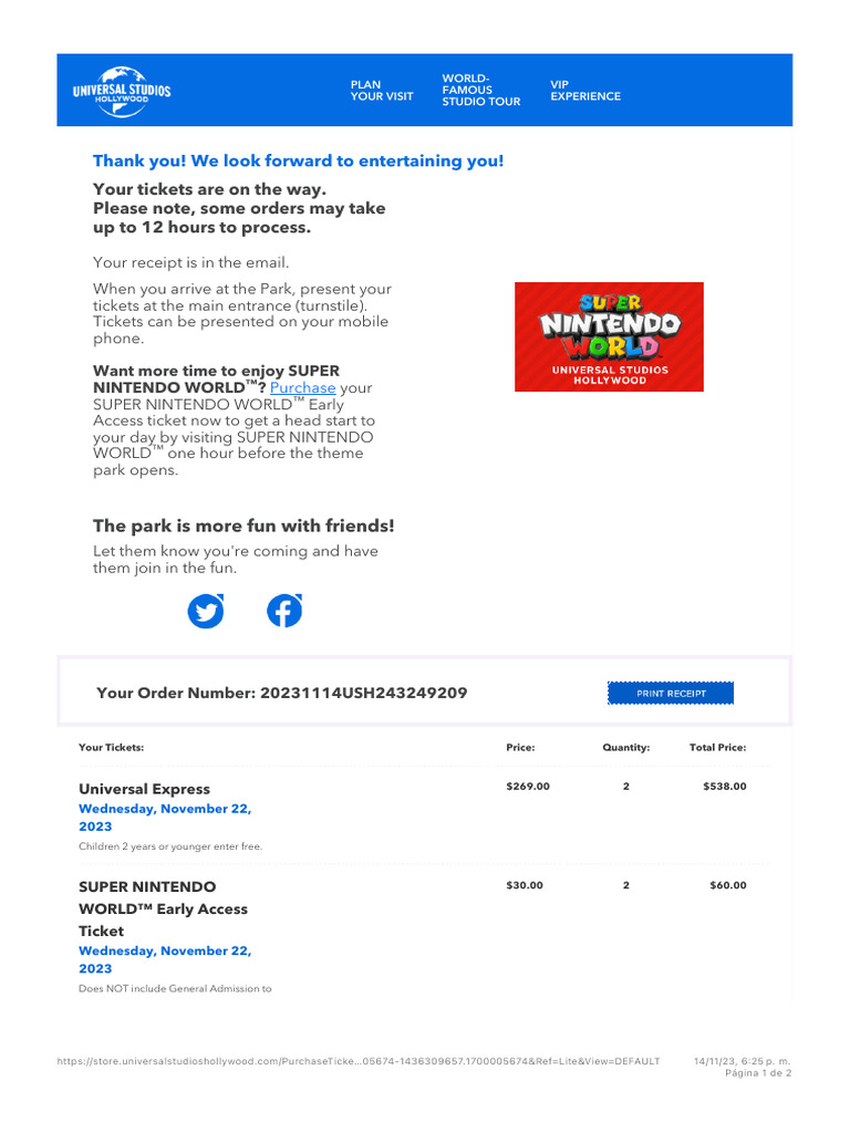 Universal Studios Hollywood Tickets - Universal Studios Hollywood 2 | PDF