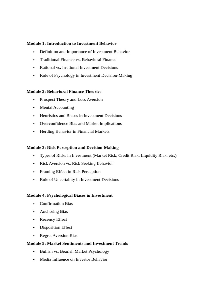 Investment Syllabus | PDF