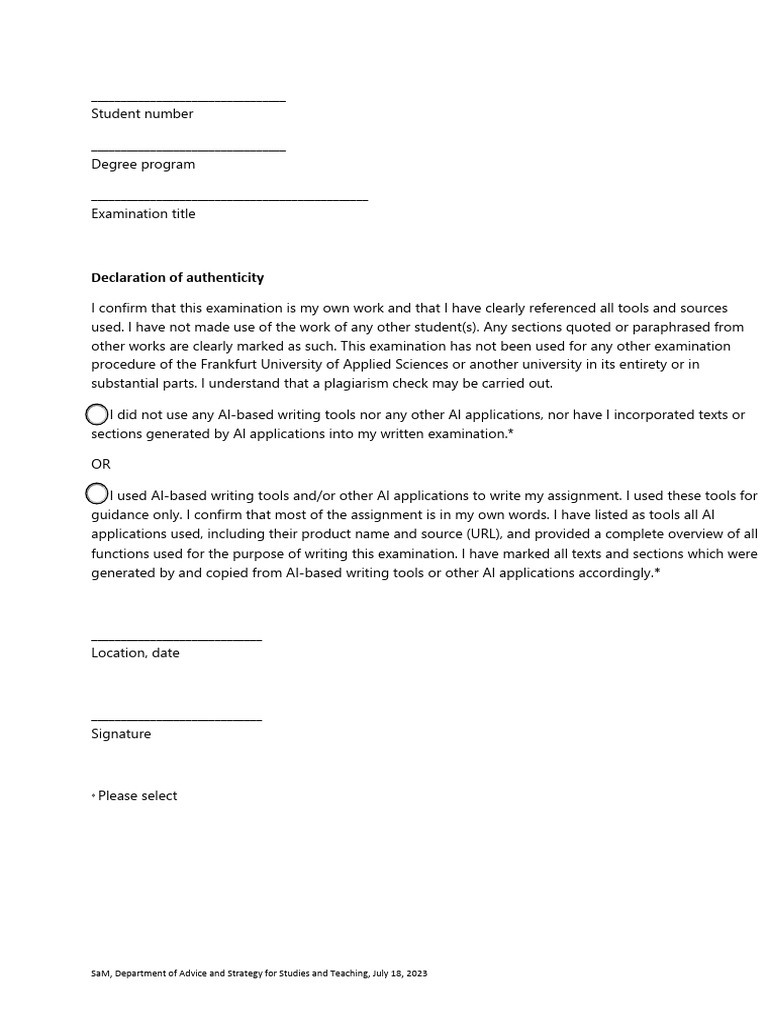 Declaration of Authenticity | PDF