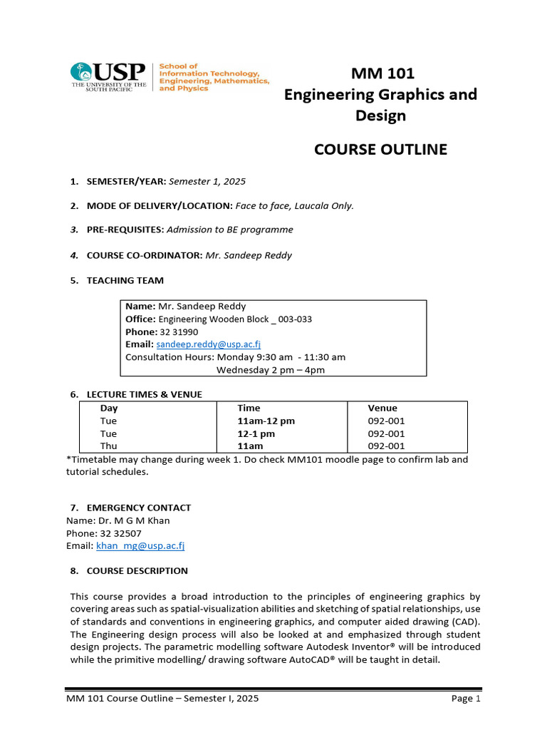 MM101 - 2025 Course Outline | PDF | Engineering