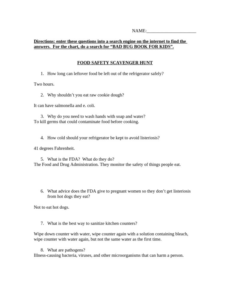 food_safety_scavenger_hunt | PDF