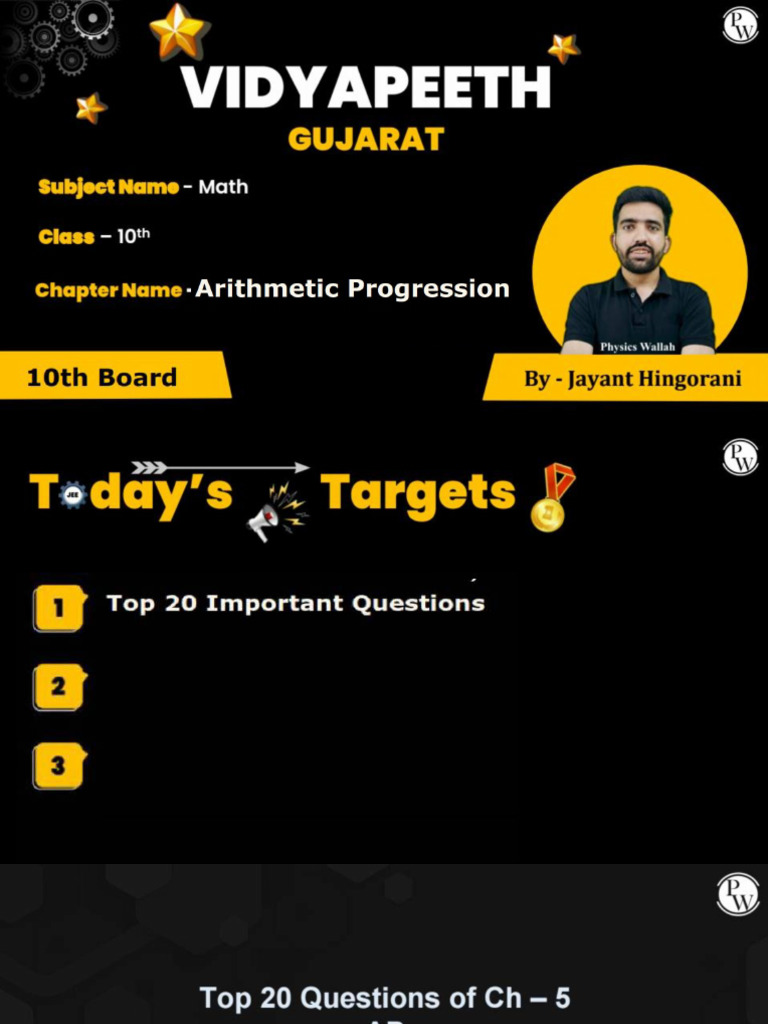 Arithmetic Progression - Top 20 Important Questions Notes | PDF