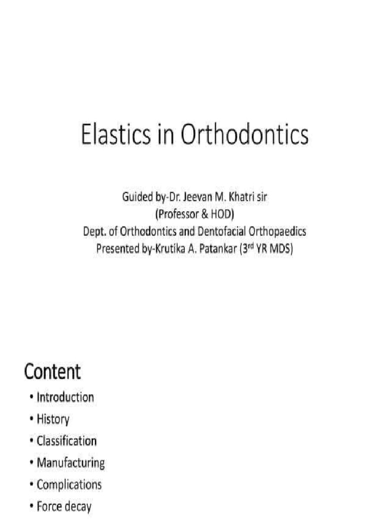 elastics in ortho part 1 | PDF