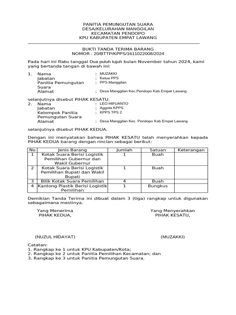 FORMAT BTTB PPS KE KPPS (2) | PDF