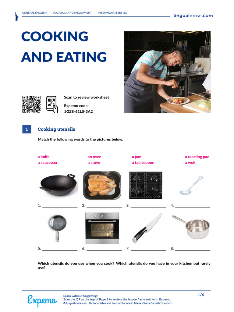 Cooking and Eating American English Student B1 B2 | PDF | Kitchen ...
