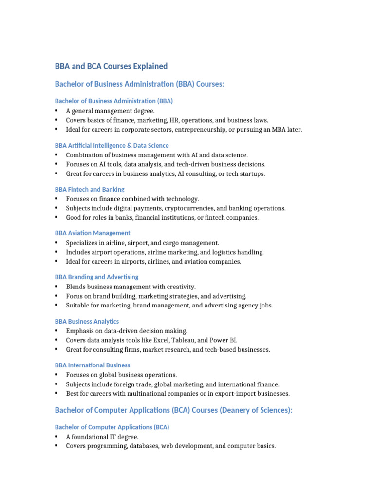 BBA BCA Courses Explained | PDF | Internet Of Things | Data Science