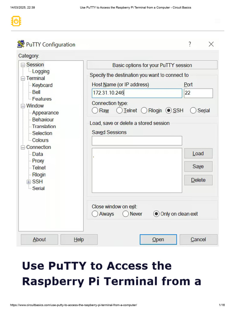 Use Putty To Access The Raspberry Pi Terminal From A Computer Circuit Basics Pdf Computer