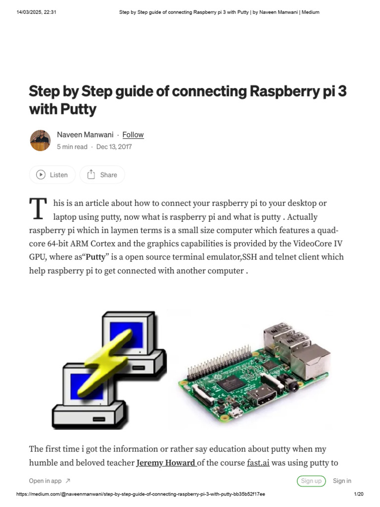 Step by Step guide of connecting Raspberry pi 3 with Putty _ by Naveen Manwani _ Medium | PDF ...