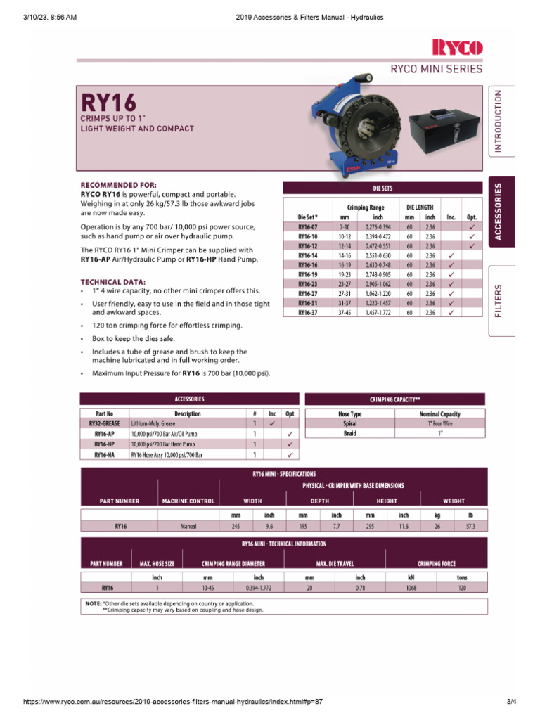 Crimper RY16 RYCO | PDF