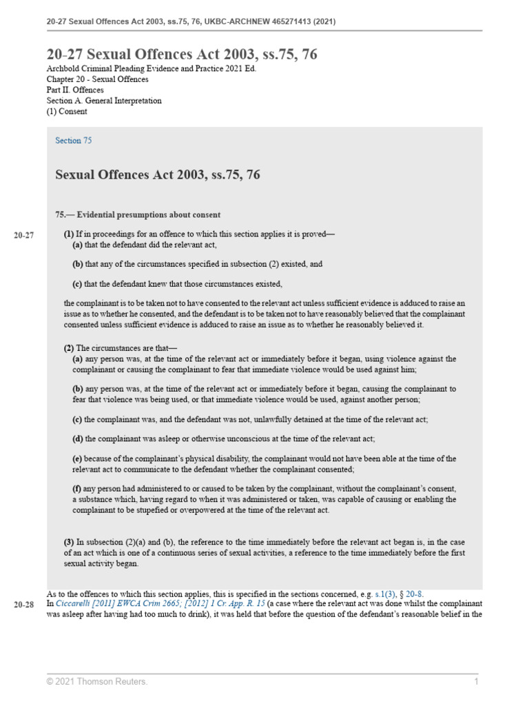20-27 Sexual Offences Act 2003 ss75 76 | PDF | Criminal Justice | Crime & Violence