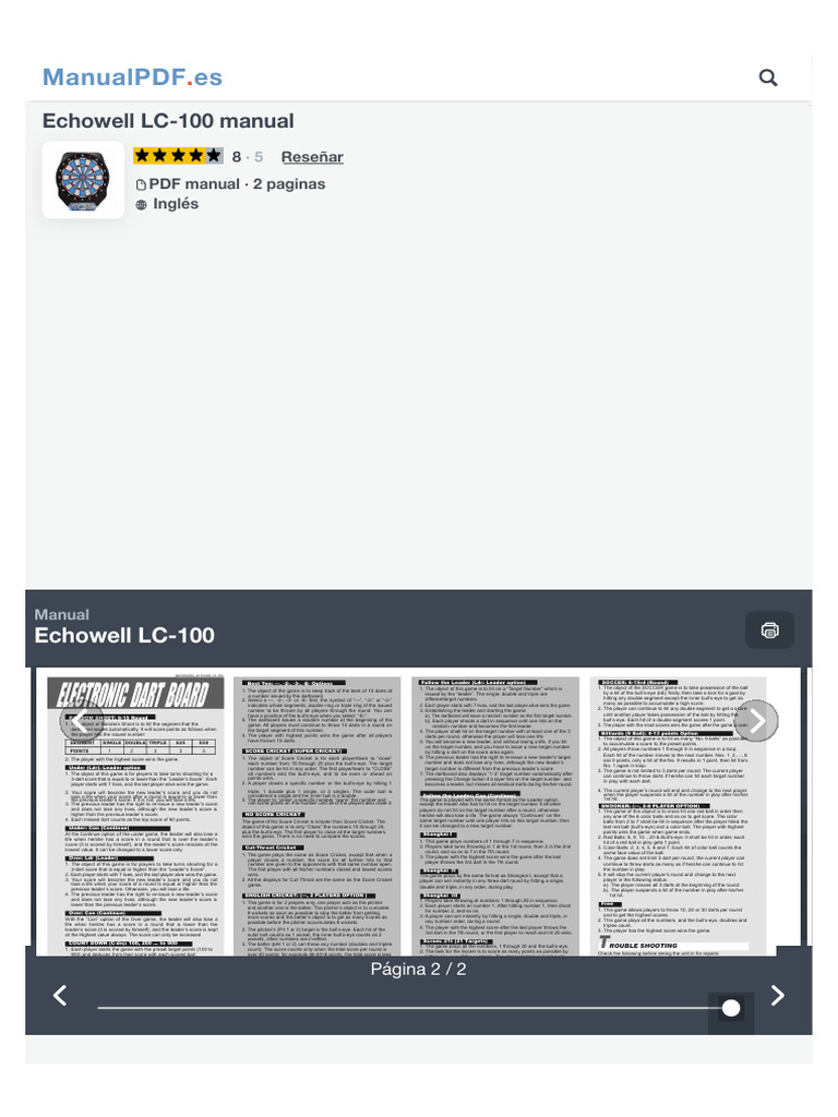 Manual Echowell LC-100 (2 Páginas) | PDF | Indoor Sports | Gambling