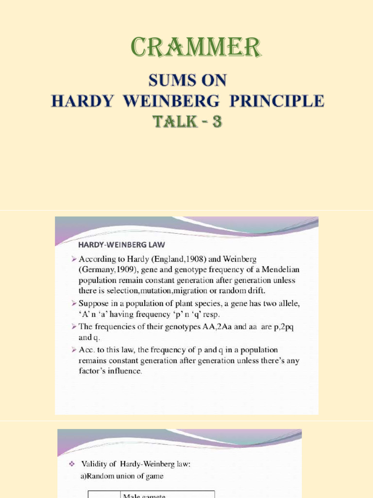 Sums On Hardy Weinberg Principle | PDF | Dominance (Genetics) | Zygosity