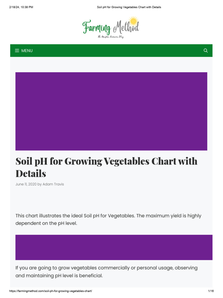 Soil PH For Growing Vegetables Chart With Details | PDF | Soil | Ph